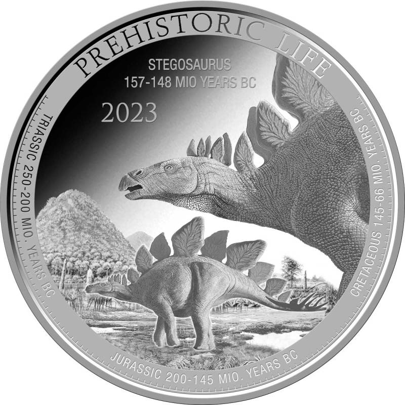 Prehistoric Life Stegosaurus bullion coins (2023 Emporium Hamburg ...