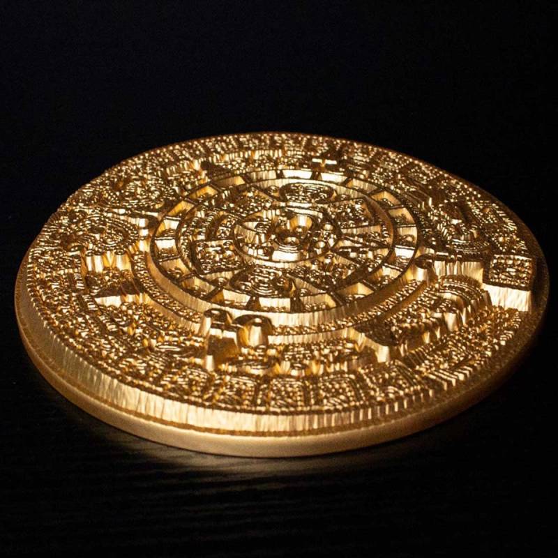 Aztec Sun Stone stackable gilded 1kg silver bullion (2023 Coin's Today ...